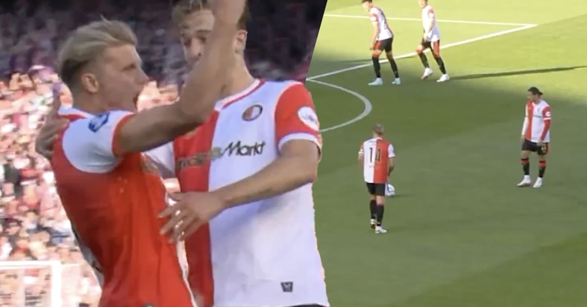 Videogoal: Steijn zorgt met schitterende vrije trap voor snelle voorsprong Feyenoord tegen NAC ...