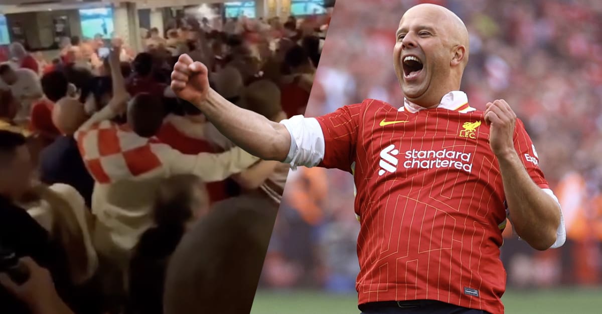 Video: Liverpool-fans gaan los op Arne Slot-versie van 'Links rechts ...