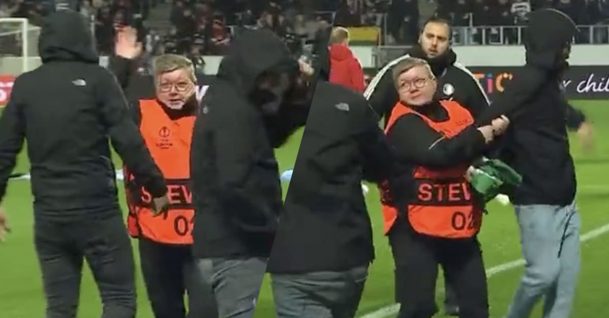 Video: oudere steward bedwingt eigenhandig groep rellende Feyenoord ...