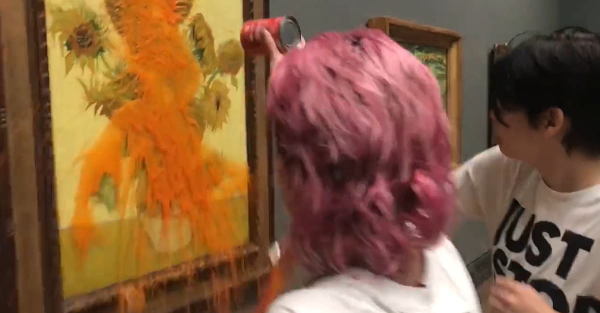 Klimaatactivisten gooien blikken tomatensoep over schilderij Van Gogh ...