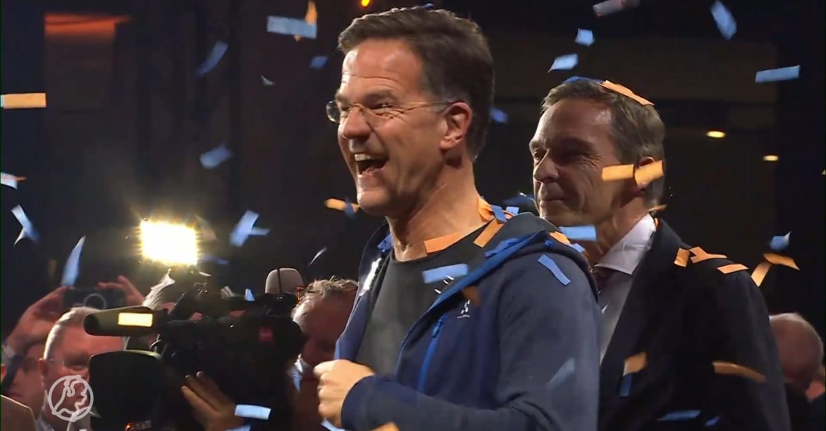 Mark Rutte bedolven onder confettiregen bij benoeming tot VVD-erelid ...