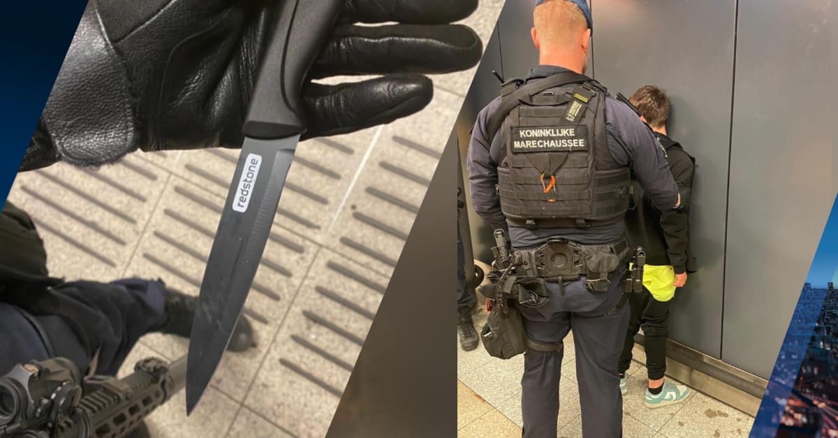 Marechaussee pakt op Schiphol 13-jarige jongen met groot mes op | Hart ...