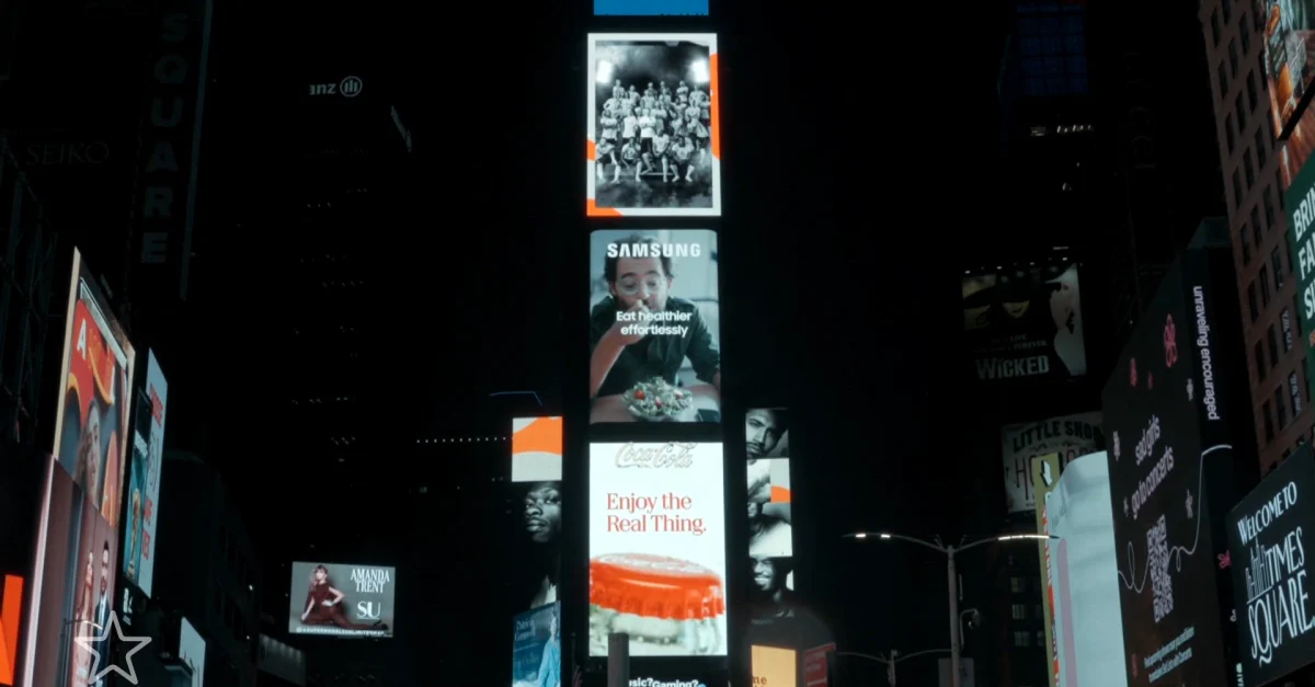 Het Nederlands elftal getoond in Times Square