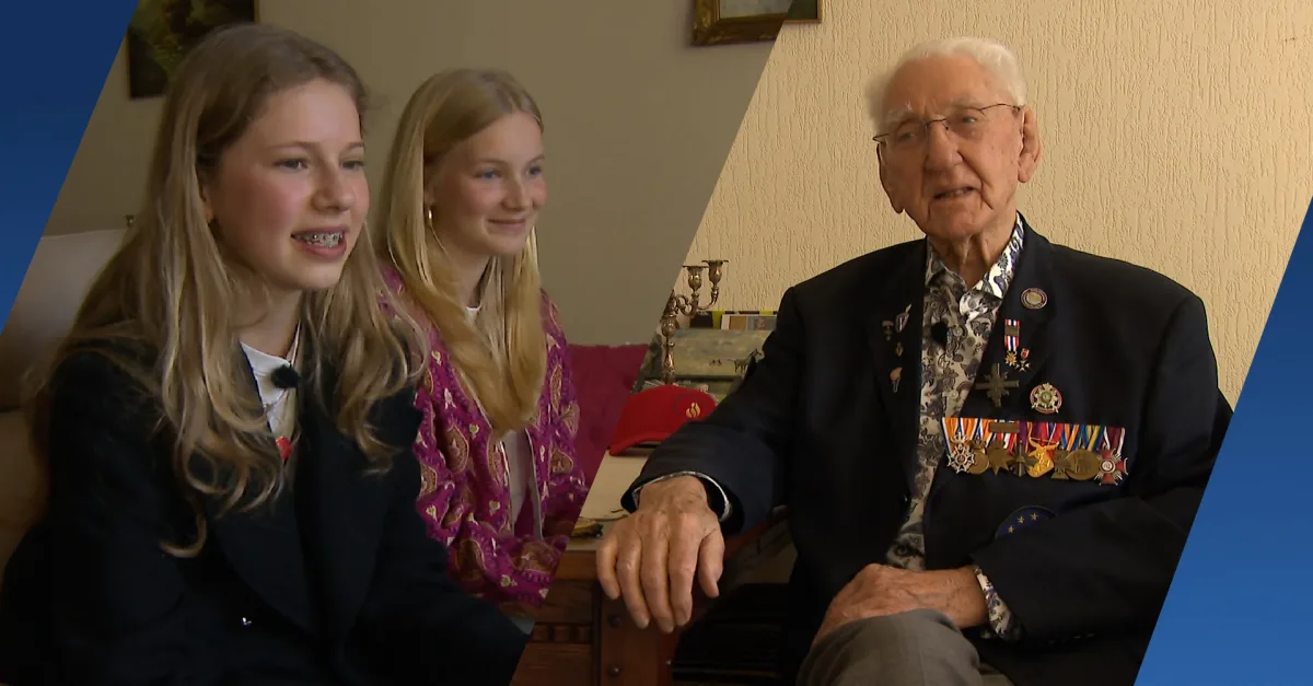 Bijzonder: Merle en Olivia bedanken veteraan Willem (98) voor vrijheid ...