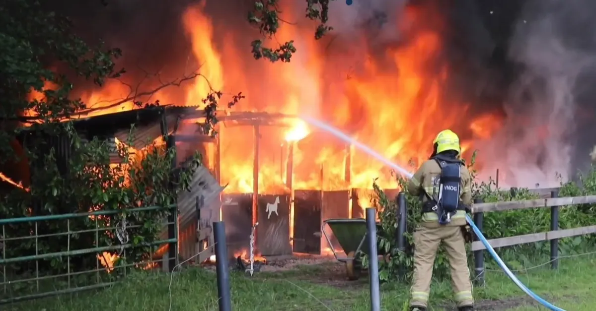 Man (39) op heterdaad aangehouden na felle brand in ponystal Apeldoorn ...