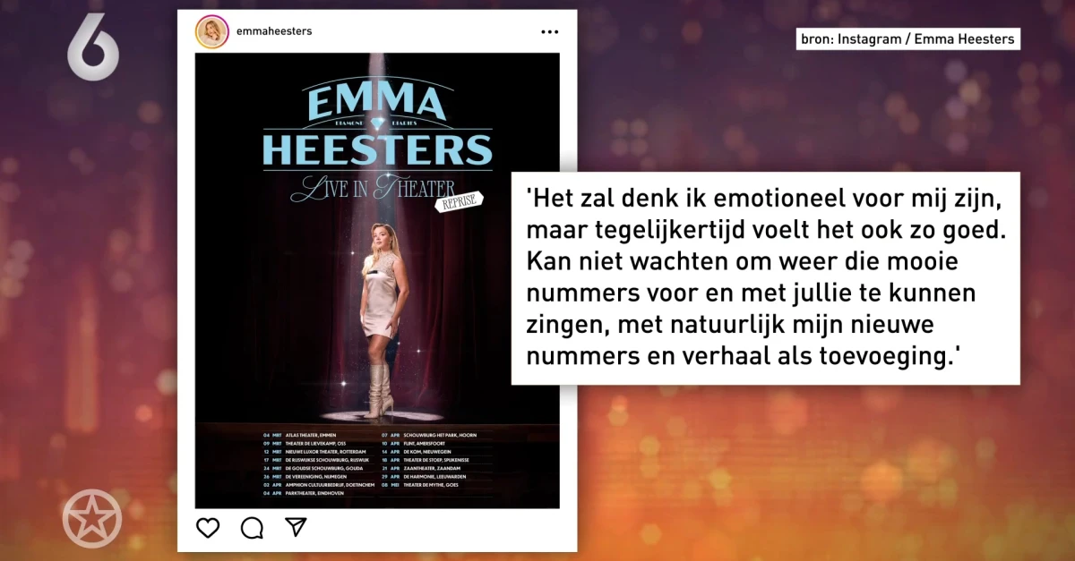 Shownieuws: Emma Heesters hervat theatertour na jaar van ziekte